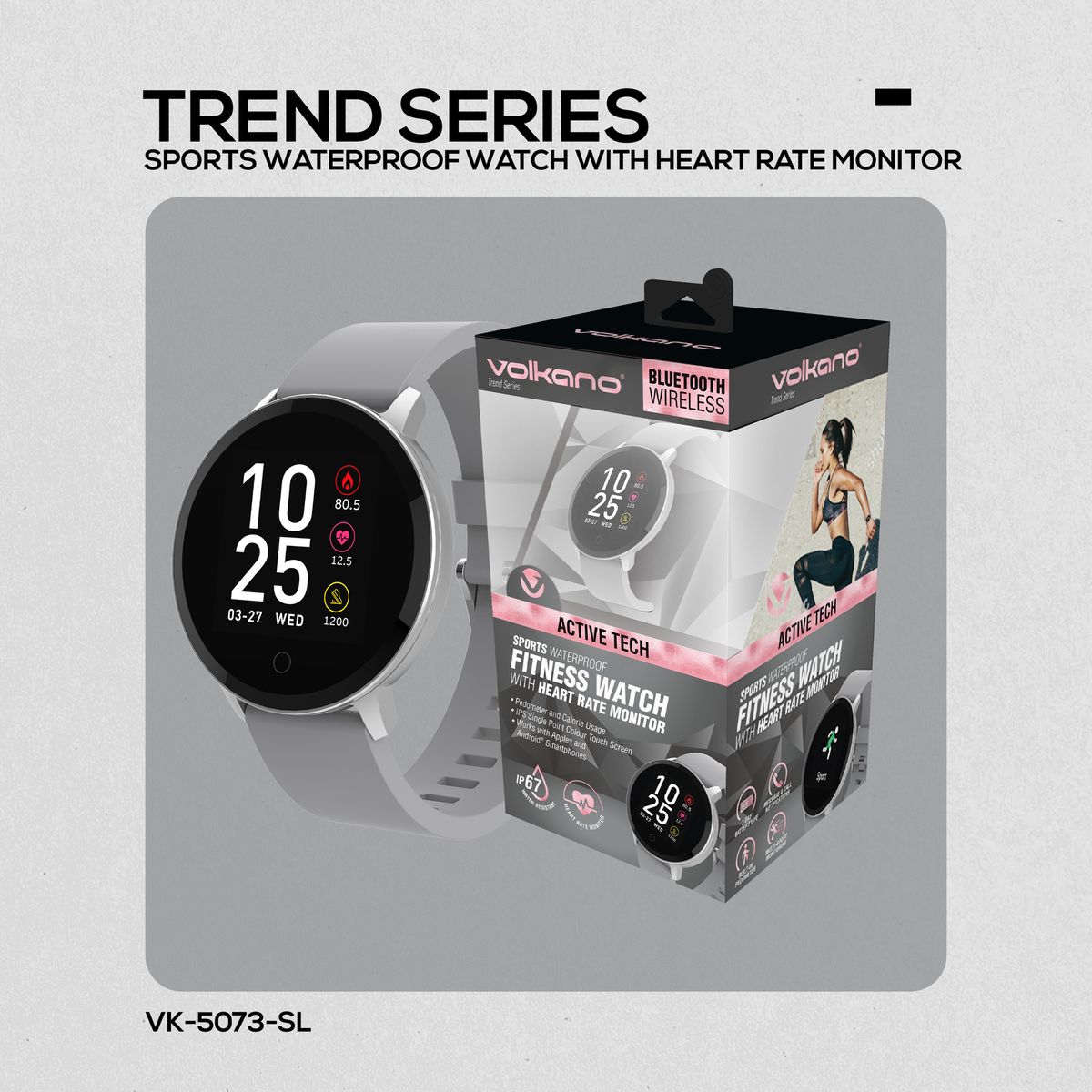 Volkano Active Tech Trend Series Watch with Heart Rate Monitor ...